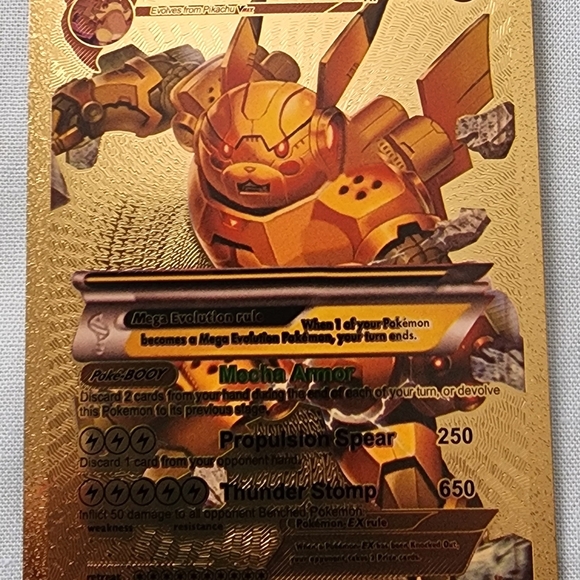 Other | M Mecha Pikachu Gold Foil Pokmon Trading Card | Poshmark